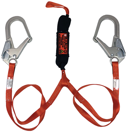 Twin leg climbing lanyard with nylon loop, two large steel ladder ...